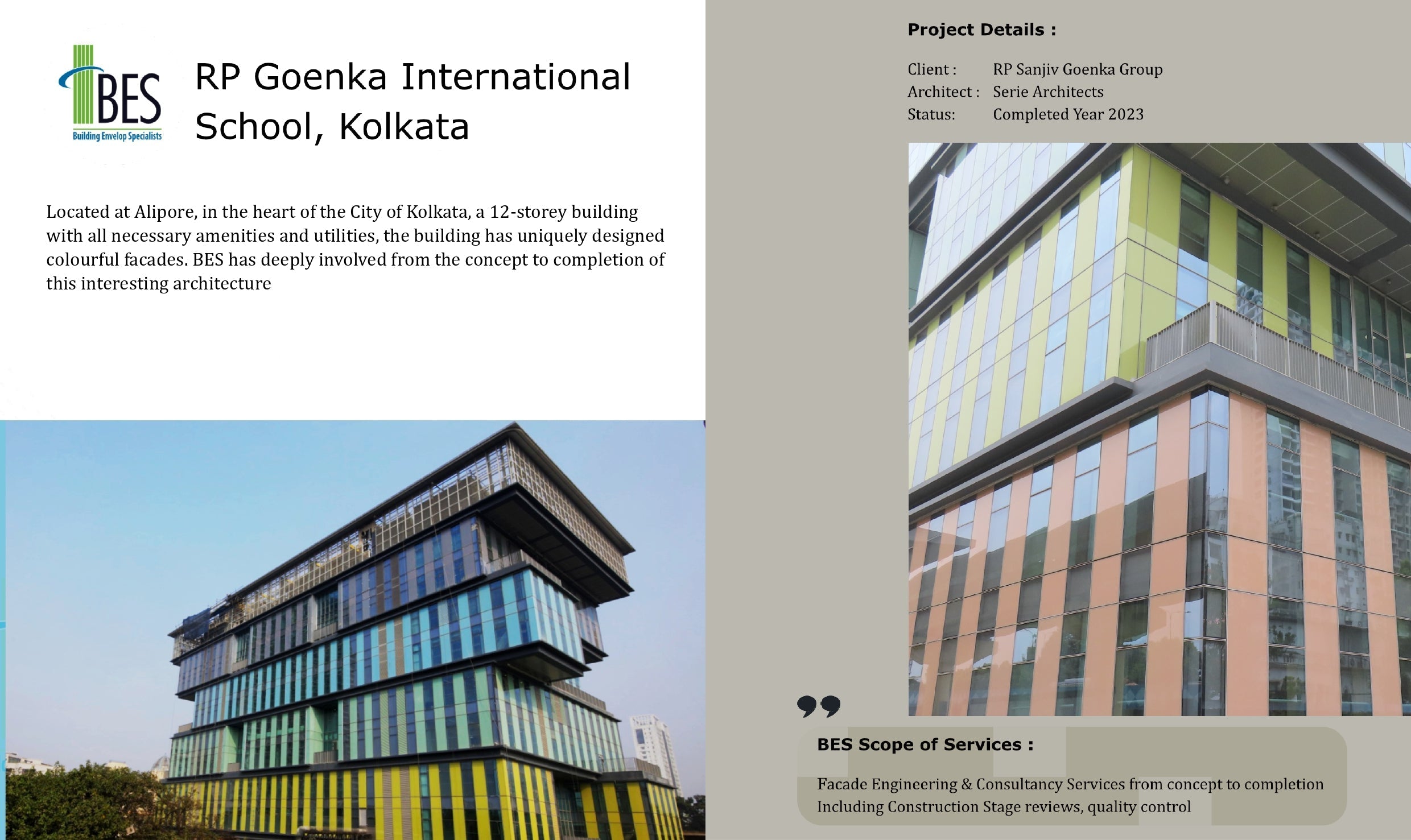 IB School Kolkata– BES Project Sheet PDF – BES Consultants